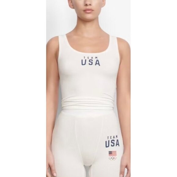 SKIMS | Tops | Skims Soft Lounge Rib Tank Team Usa White 3x | Poshmark